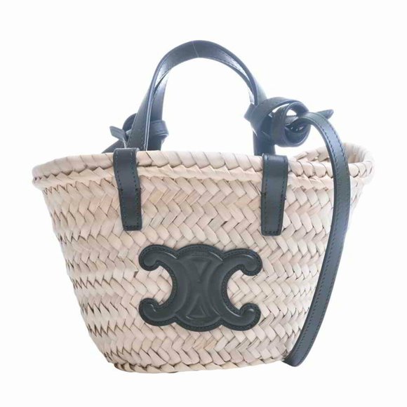 Celine | Bags | Celine Raffia Leather Mini Triomphe Pannier Handbag ...